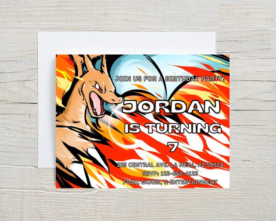 Pokemon Charizard Birthday Invitation Editable Template - Etsy