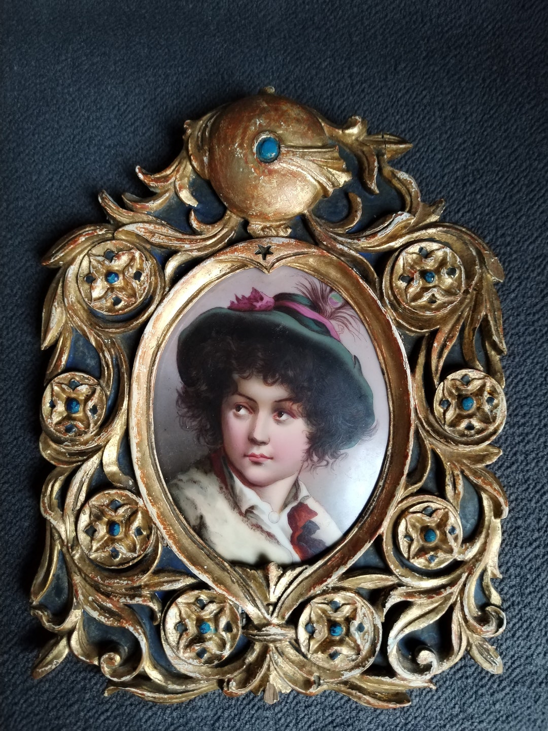Antique, Baroque Hand-painted Porcelain Image, Picture in an Openwork ...