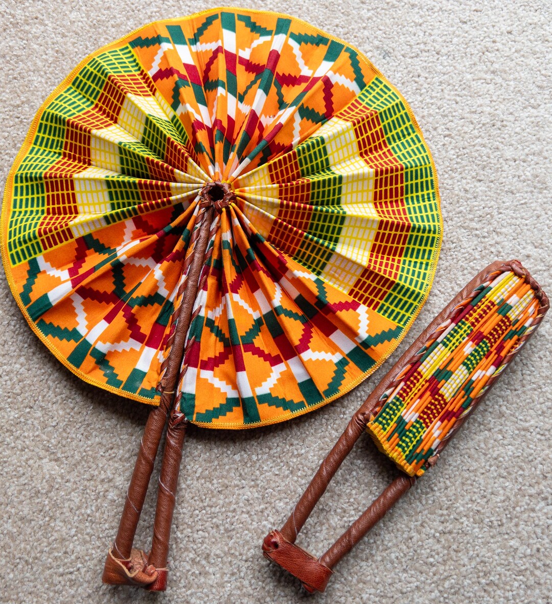 Authentic Leather Kente Fan - Etsy