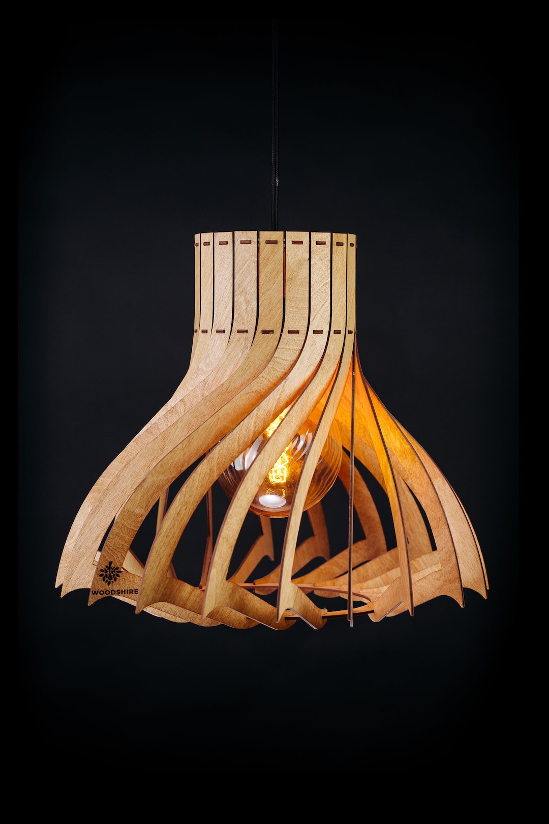 Wooden Pendant Lamp Sunlight Scandinavian Lamp Wooden Shade - Etsy