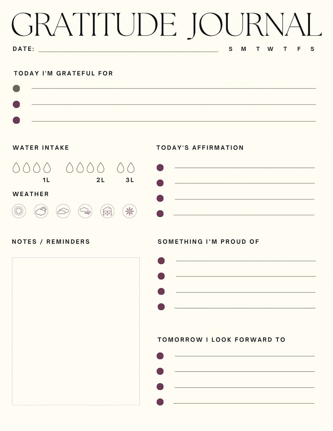 Daily Gratitude Journal Printable - Etsy