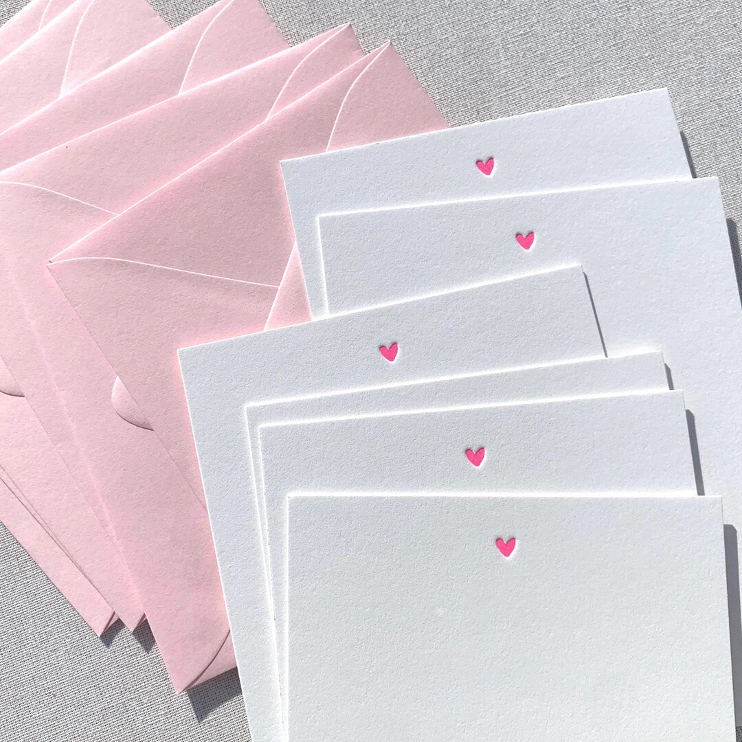 Tiny Heart Letterpress Minimalist Stationery Cards - Etsy