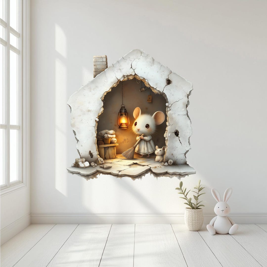 3d Mouse Sticker Mouse Wall Decal Mouse House Decal Kids Room Sticker ...