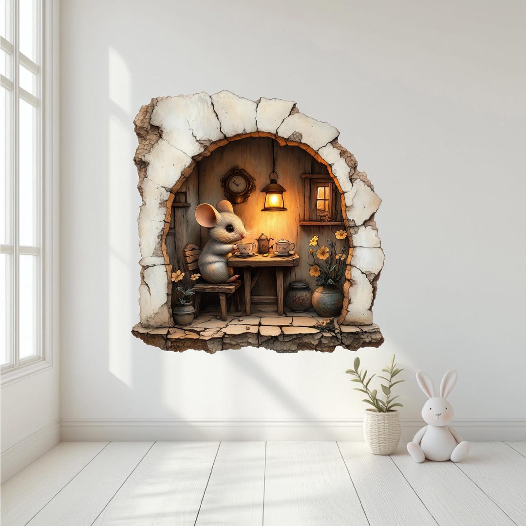 3d Mouse Sticker - Mouse Wall Decal - Mouse House Decal - Kids Room ...