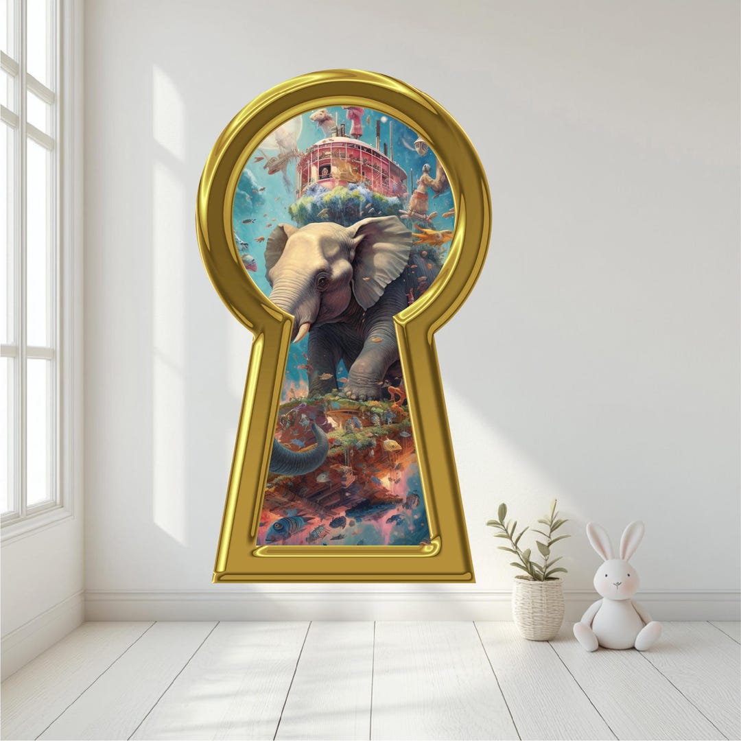 3D Keyhole Wall Decal, Wonderland Sticker, Kids Room Decor Fantasy ...