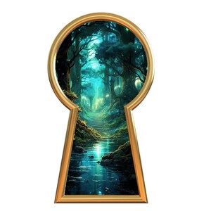 Keyhole 3D Window Wall Decal, Forest Wonderland Sticker,kids Room Decor ...