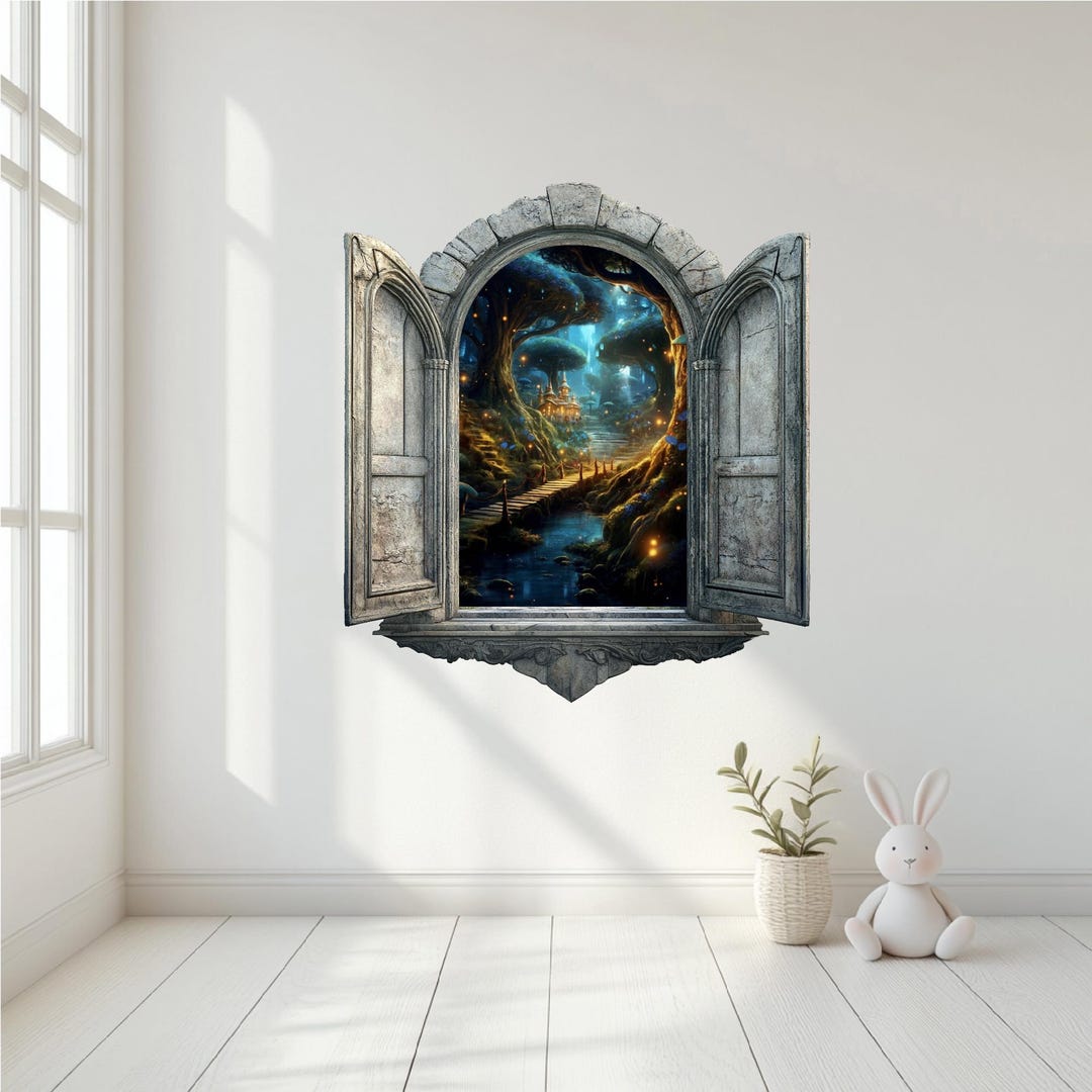 3D Wonderland Window Wall Decal, Kids Room Fantasy Portal - Etsy