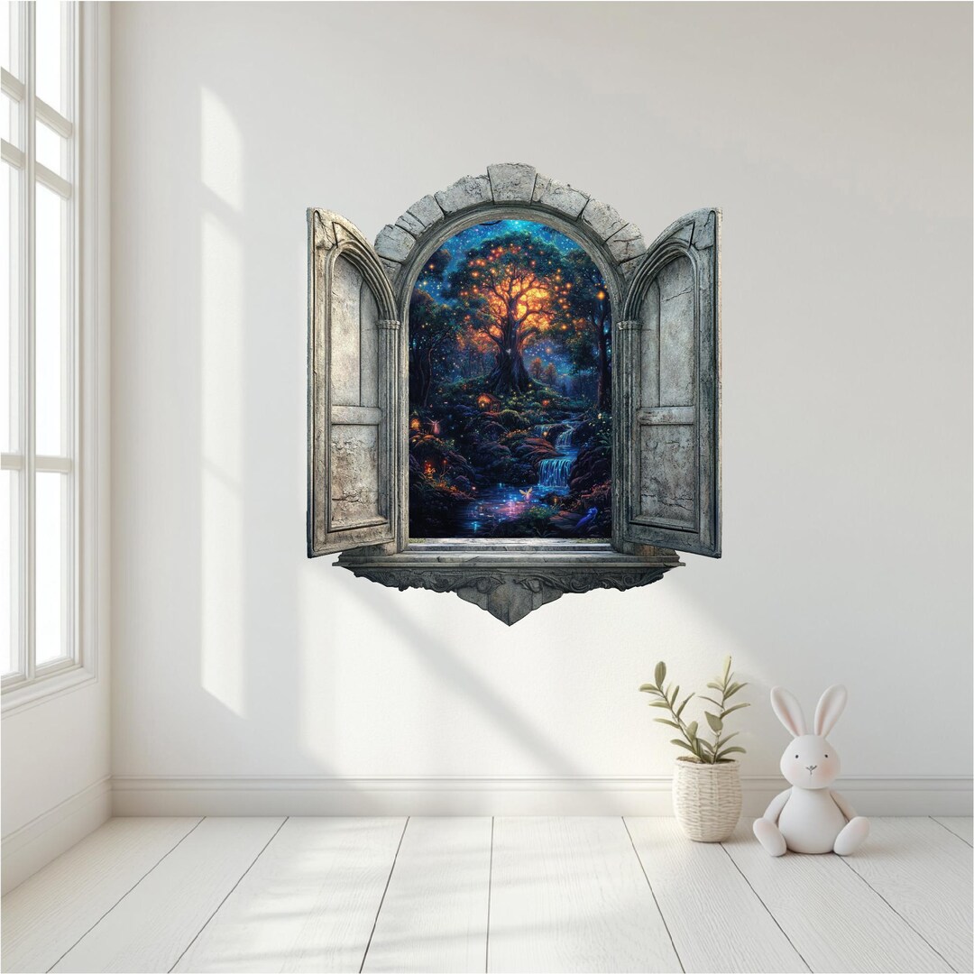 3D Window Wall Decal, Wonderland Window Sticker, Kids Room Decor ...