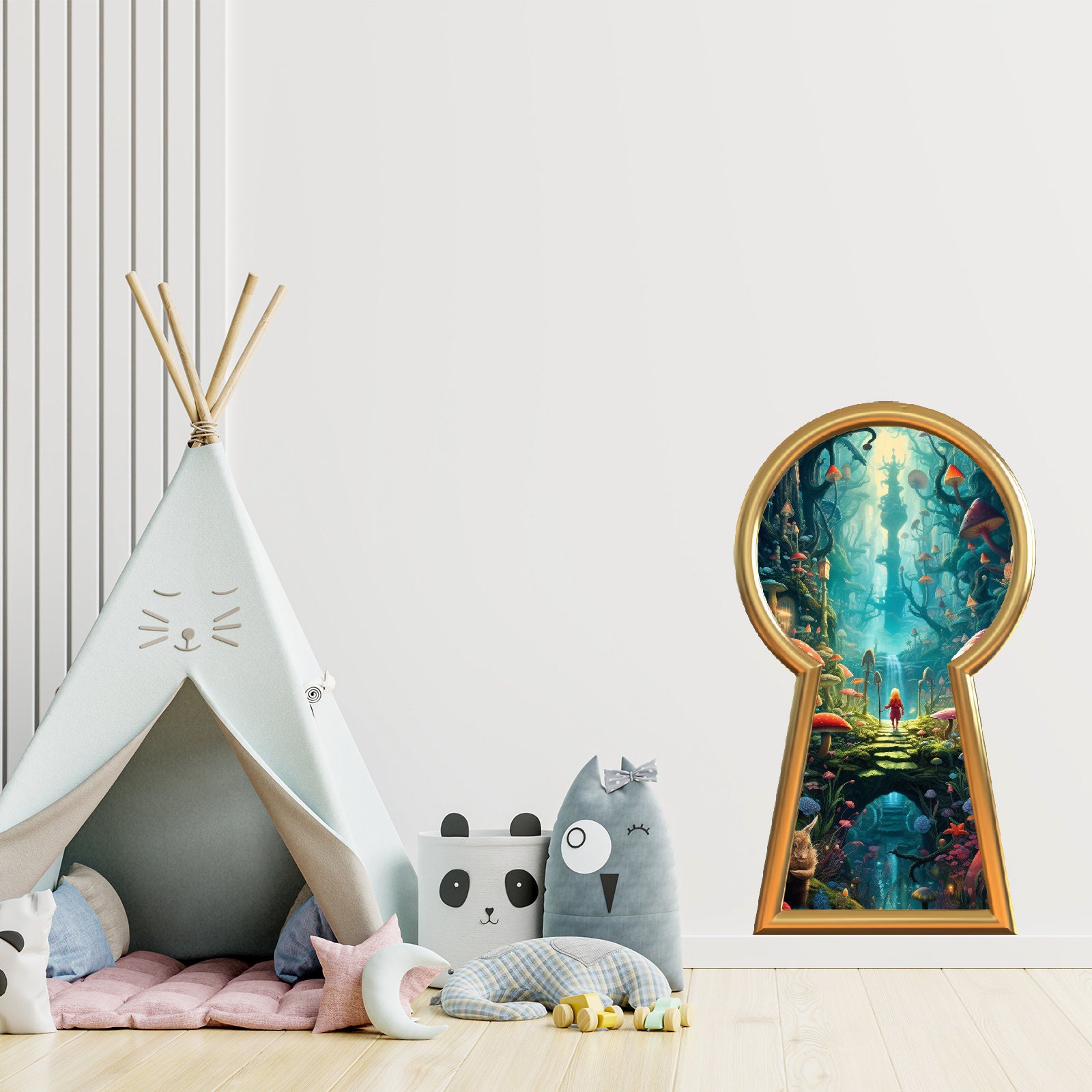 Keyhole 3D Window Wall Decal, Forest Wonderland Sticker,kids Room Decor ...