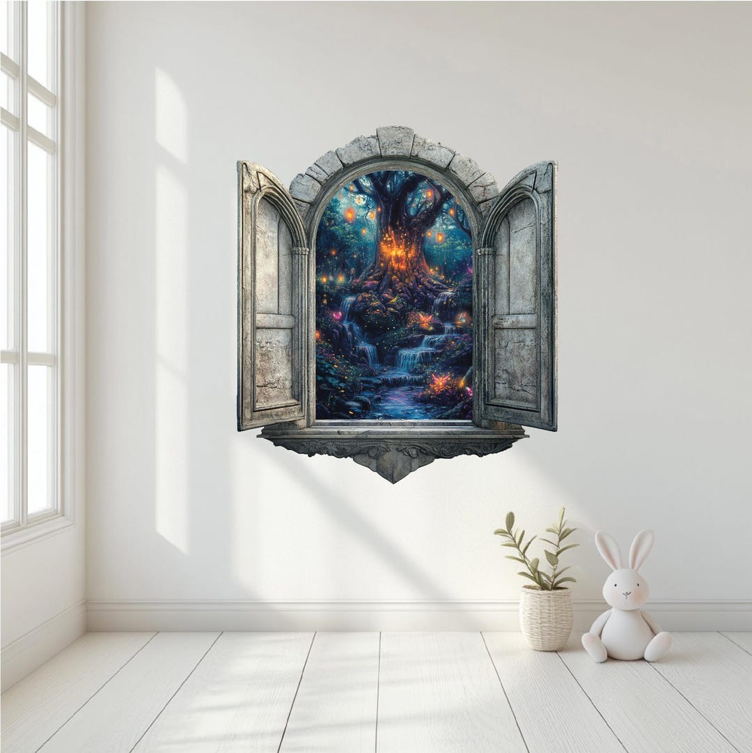 3D Window Wall Decal, Wonderland Window Sticker, Kids Room Decor ...