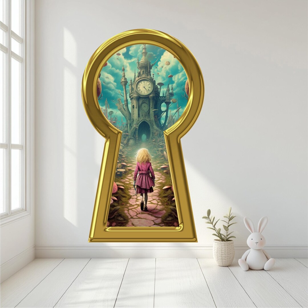 3D Keyhole Wall Decal, Wonderland Sticker, Kids Room Decor Fantasy ...