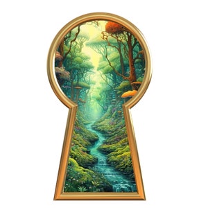 Keyhole 3D Window Wall Decal, Forest Wonderland Sticker,kids Room Decor ...