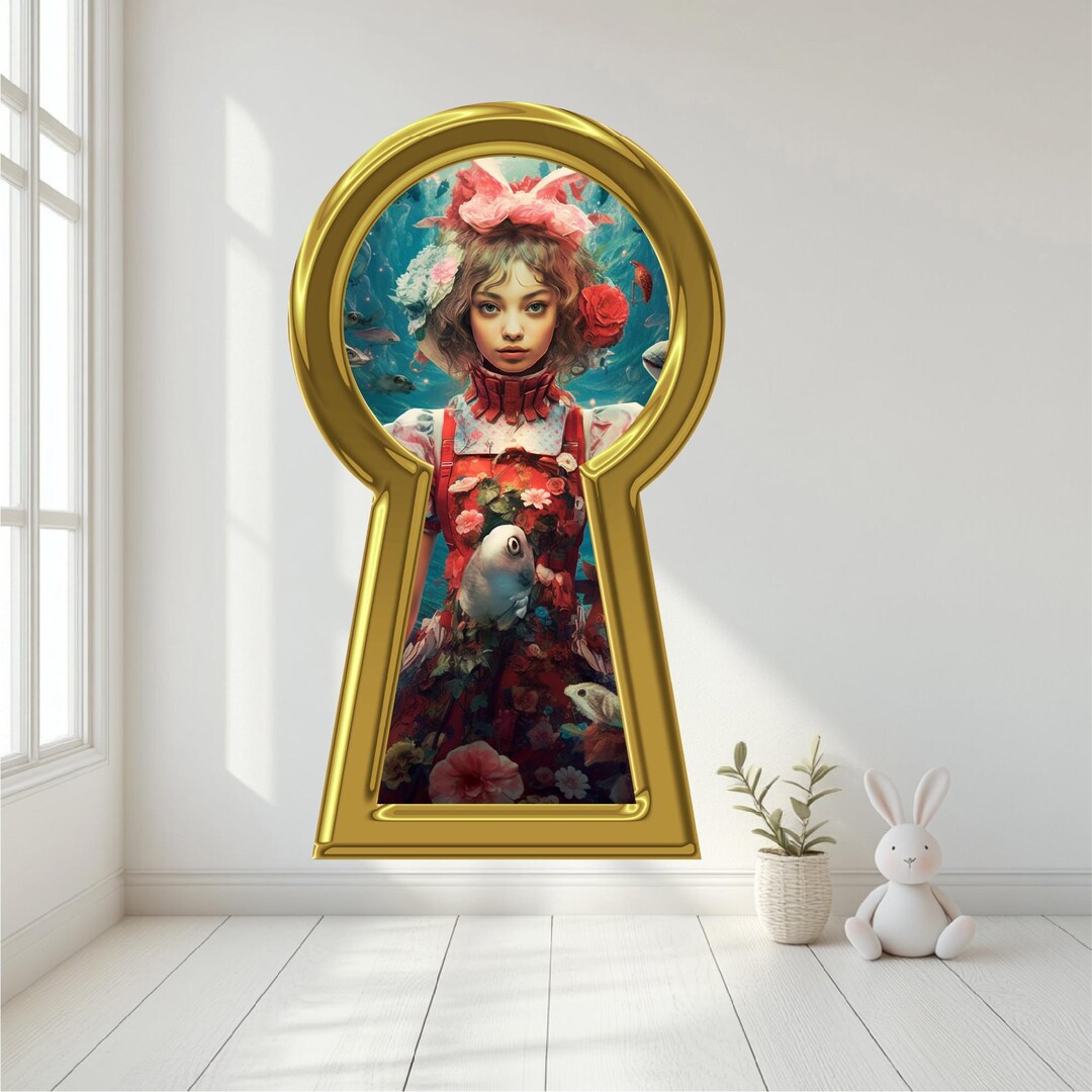 3D Keyhole Wall Decal, Wonderland Sticker, Kids Room Decor Fantasy ...