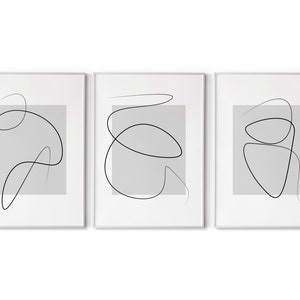 Set of 3 Grey Abstract Prints - Grey Abstract Wall Art - Grey Abstract ...