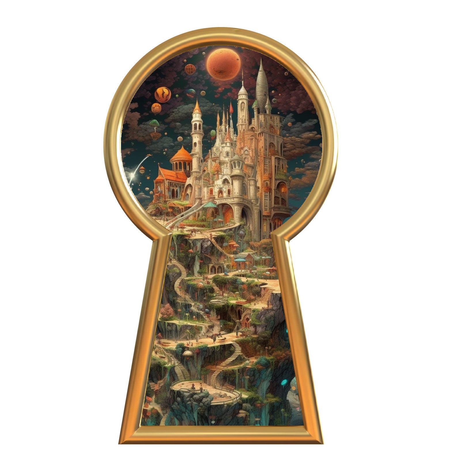 Keyhole 3D Window Wall Decal, Forest Wonderland Sticker,kids Room Decor ...