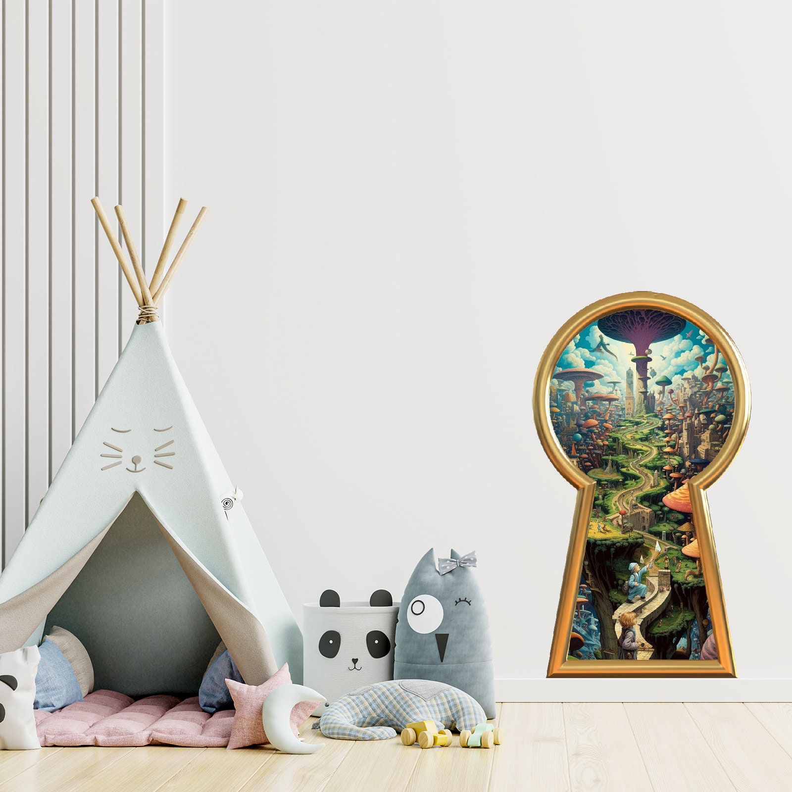 Keyhole Forest Wonderland Wall Decal, Fantasy Mushroom Decor - Etsy