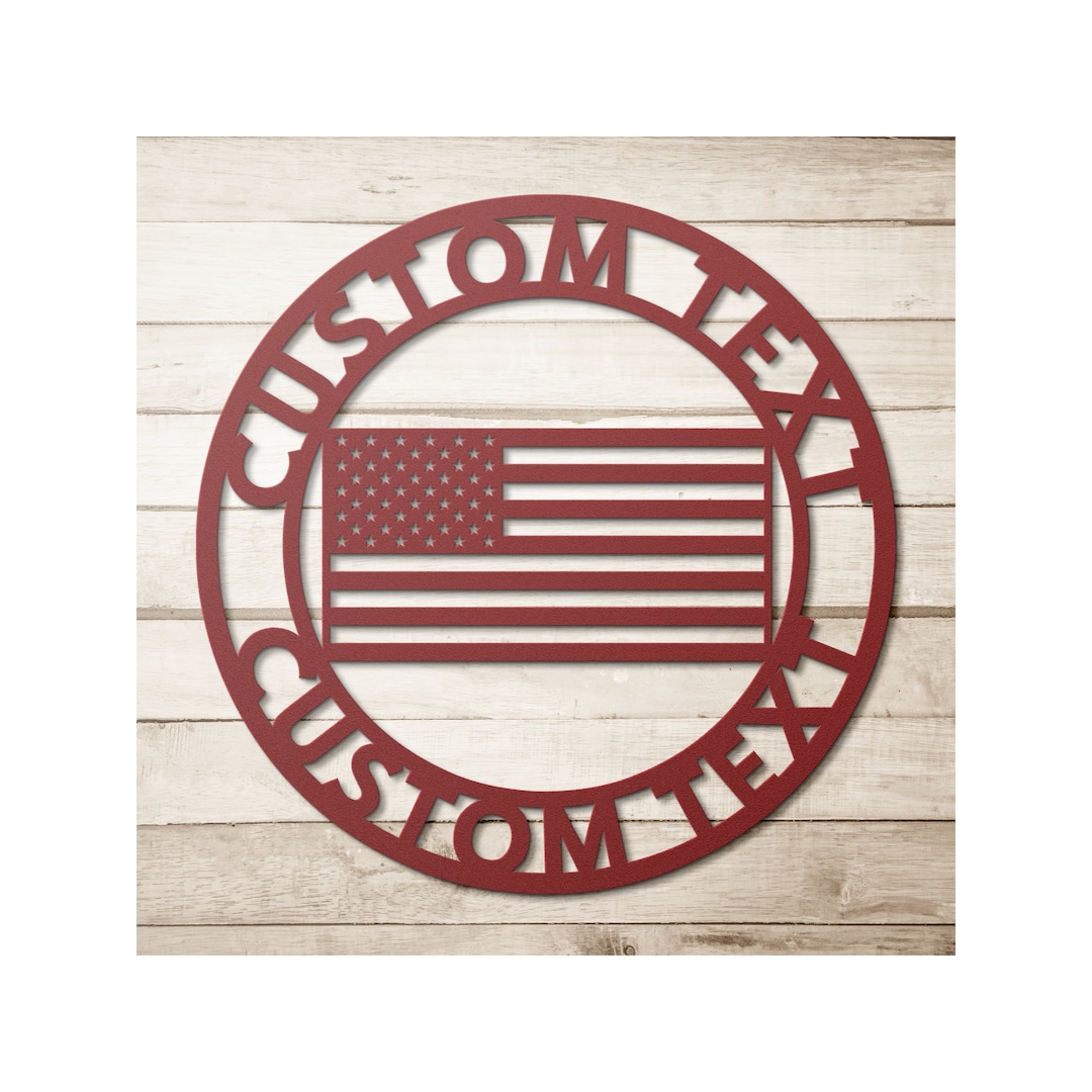 American Flag Custom Metal Sign, Custom US Flag Sign, Porch Sign ...