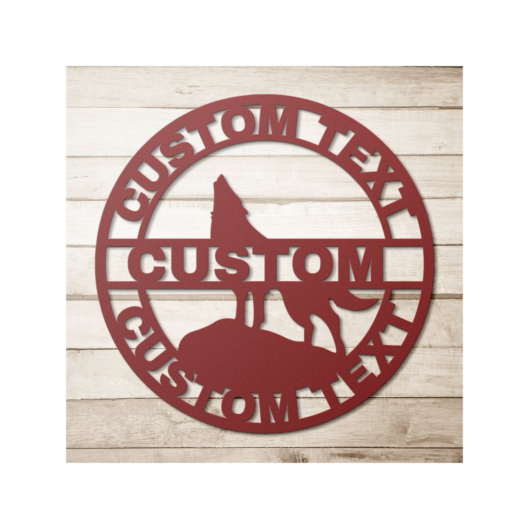 Howling Wolf Metal Sign, Custom Name Wolf Lover Gift, Front Porch Home ...