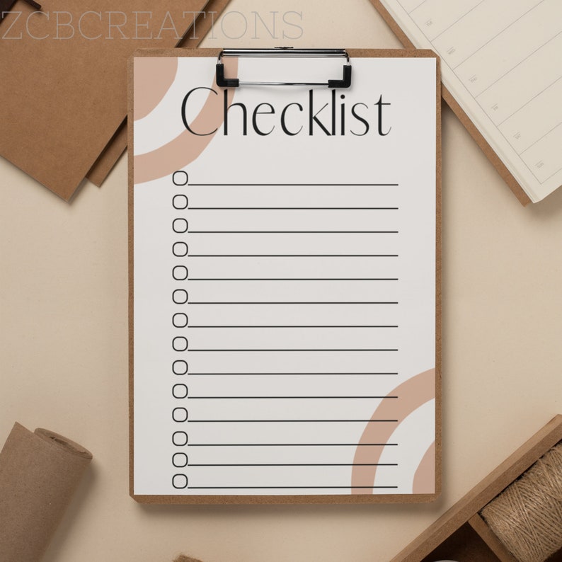 Blank Checklist, Instant Digital Download, PDF FILE, Simple Tasks List ...