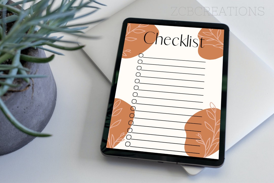 Blank Checklist, Instant Digital Download, PDF FILE, Simple Tasks List ...