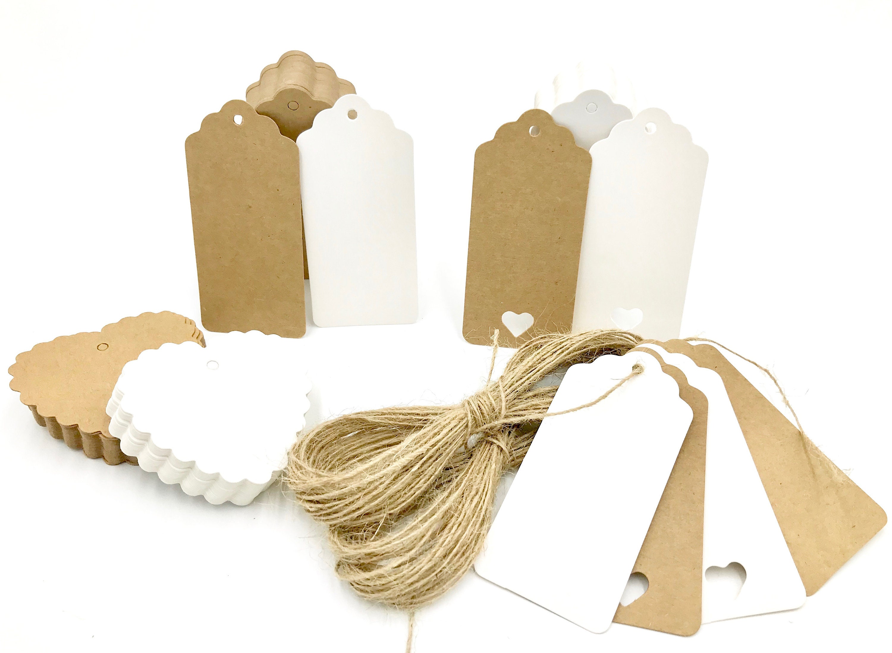 Pack of 10/25/50/100 Kraft Paper Gift Tags Scallop Blank Label ...