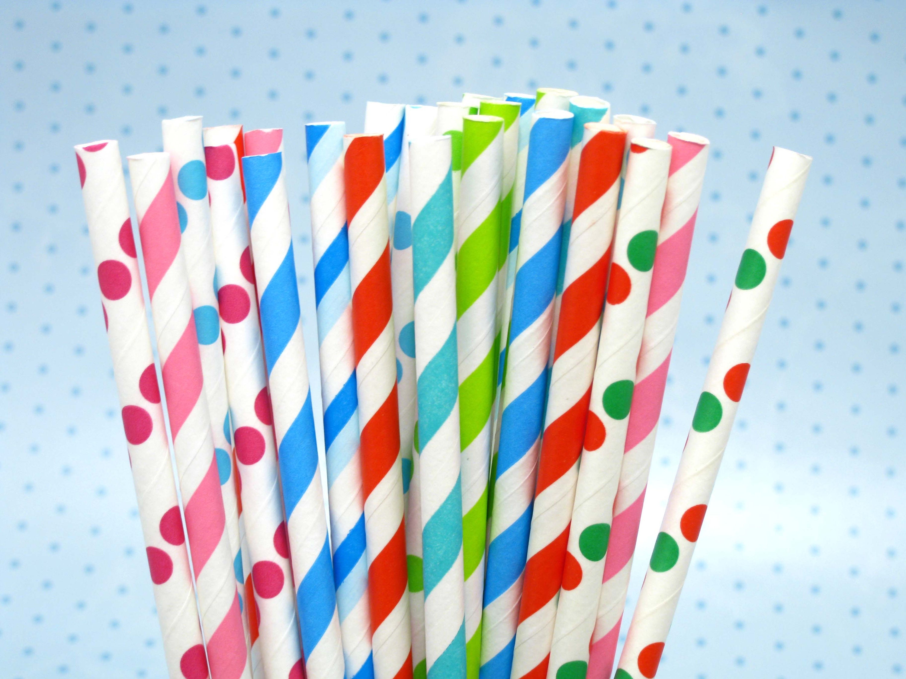 Mixed Design Retro Biodegradable Paper Drinking Straws Vintage Party ...