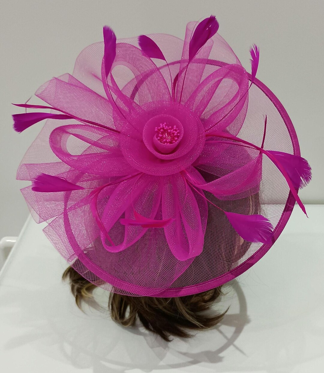 Fuschia Pink Fascinator for Wedding, Royal Ascot, Ladies Day, Wedding ...