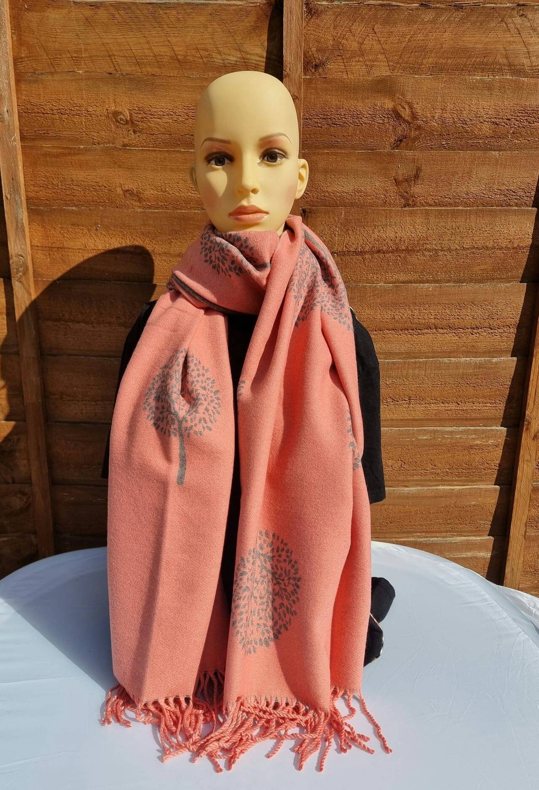 New Salmon Pink Colour Mulberry Tree Print Reversible Cashmere - Etsy