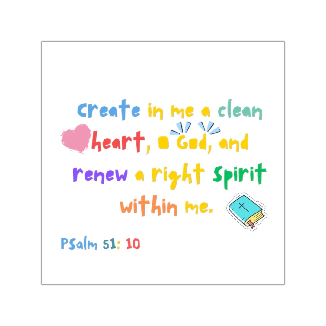 Cute Bible Verse Sticker Psalm 51: 10 - Etsy