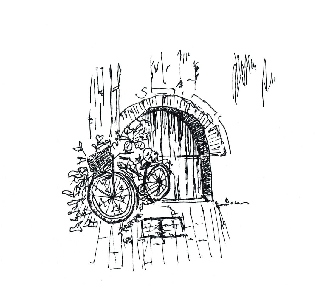 Digital Print - Cottage Bike Sketch - Etsy