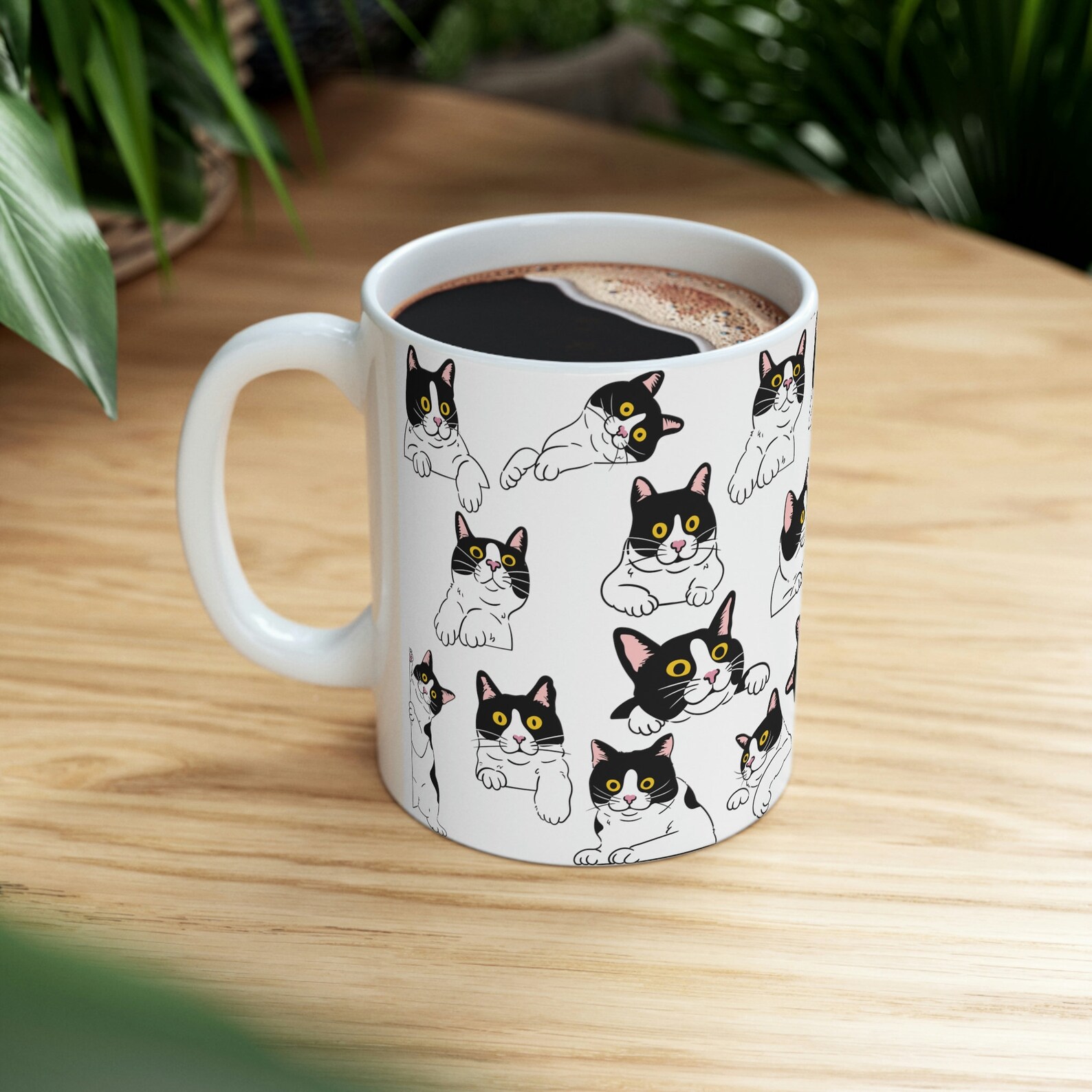 Funny Faces Tuxedo Cat Mug 11oz & 15oz Black and White Funny Cat Mug ...