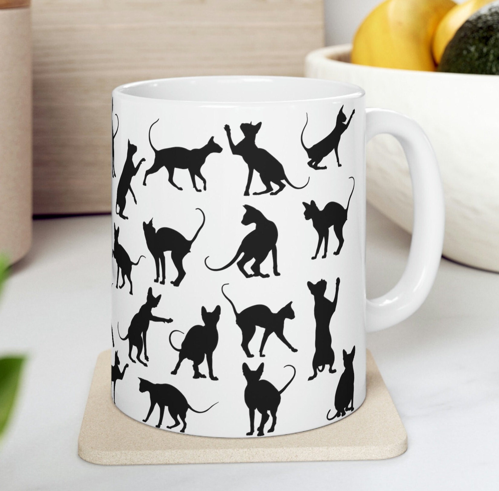 Sphynx Silhouette Cat Mug 11oz & 15 Oz Cat Mugs Sphynx Cat - Etsy