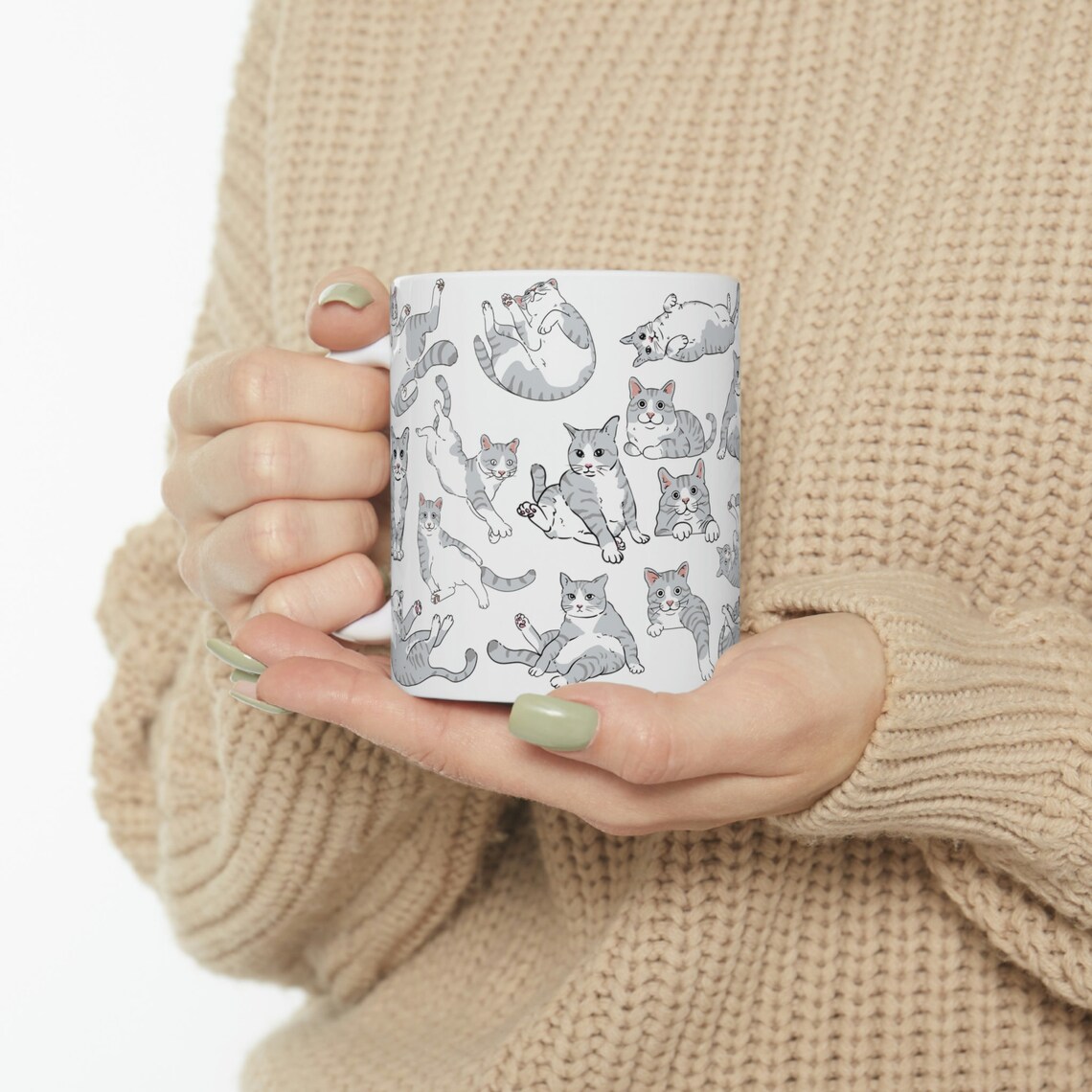 Funny Gray Tabby Cat Mug 11oz & 15oz Grey Tabby Cat Mugs Gray Cat Gifts ...