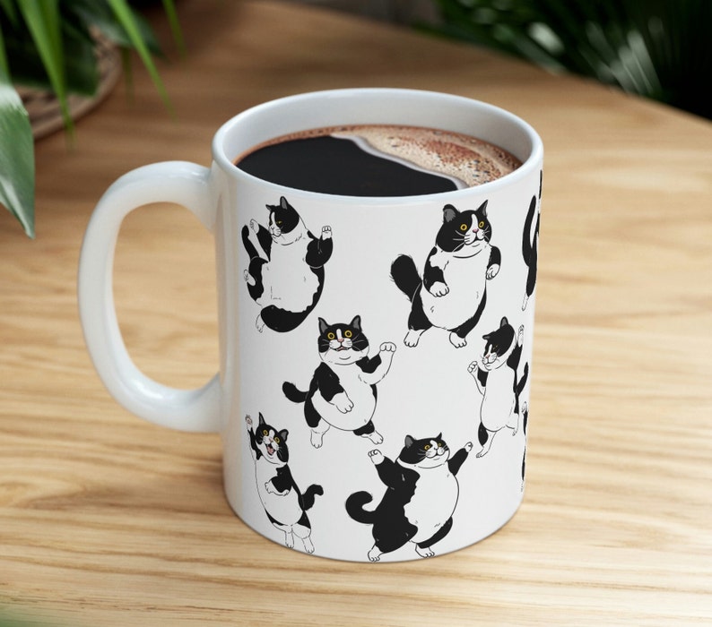 Fat Black and White Tuxedo Cat Coffee Mug 11oz & 15oz Cat Mugs Tuxedo ...
