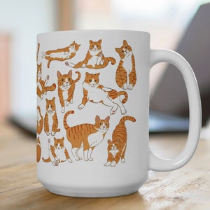 Funny Orange Tabby Cat Mug 11oz and 15oz Mugs Ginger Tabby Cats Crazy ...
