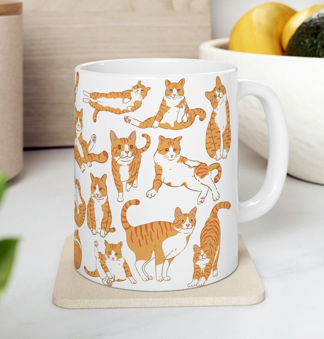 Funny Orange Tabby Cat Mug 11oz and 15oz Mugs Ginger Tabby Cats Crazy ...