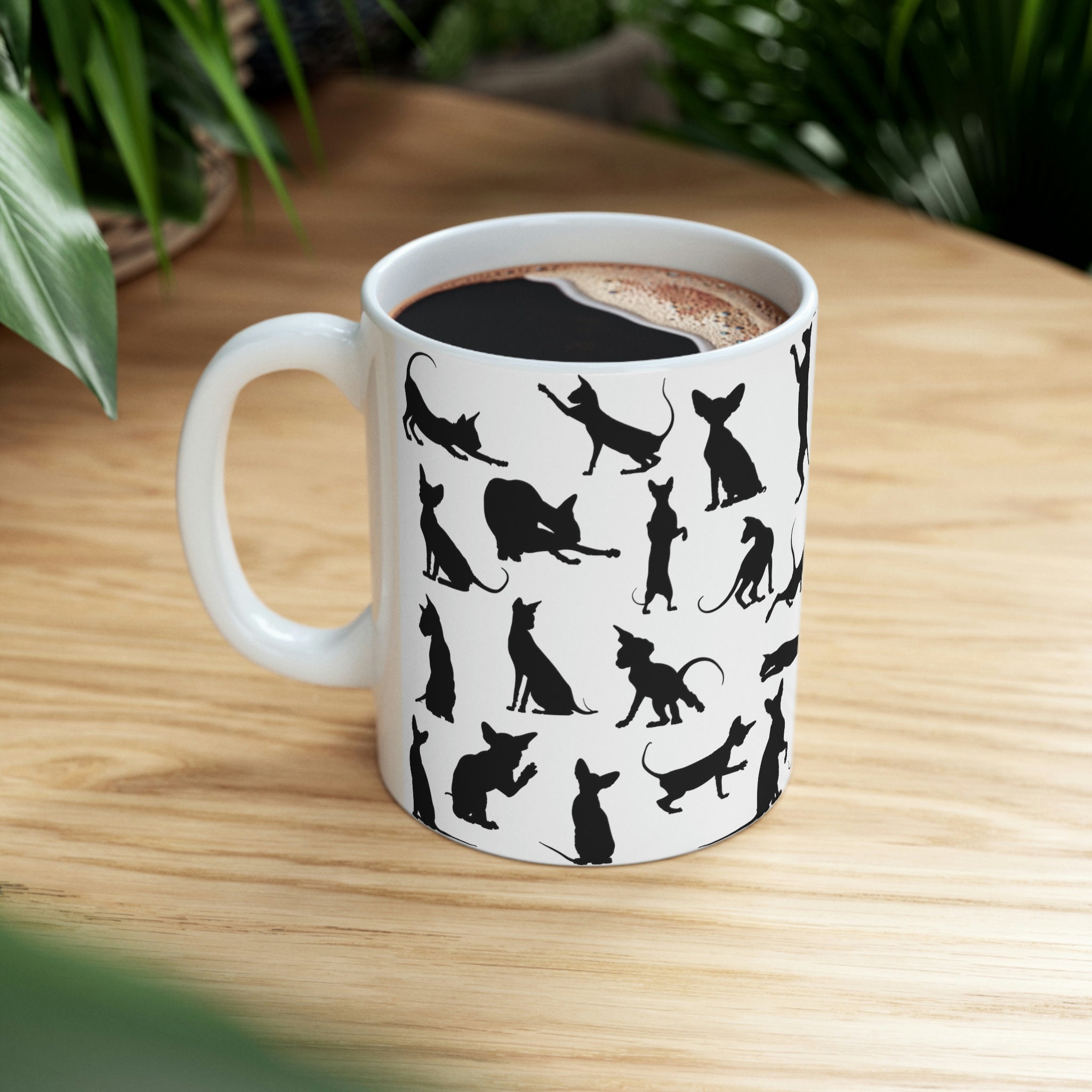 Sphynx Silhouette Cat Mug 11oz & 15 Oz Cat Mugs Sphynx Cat - Etsy