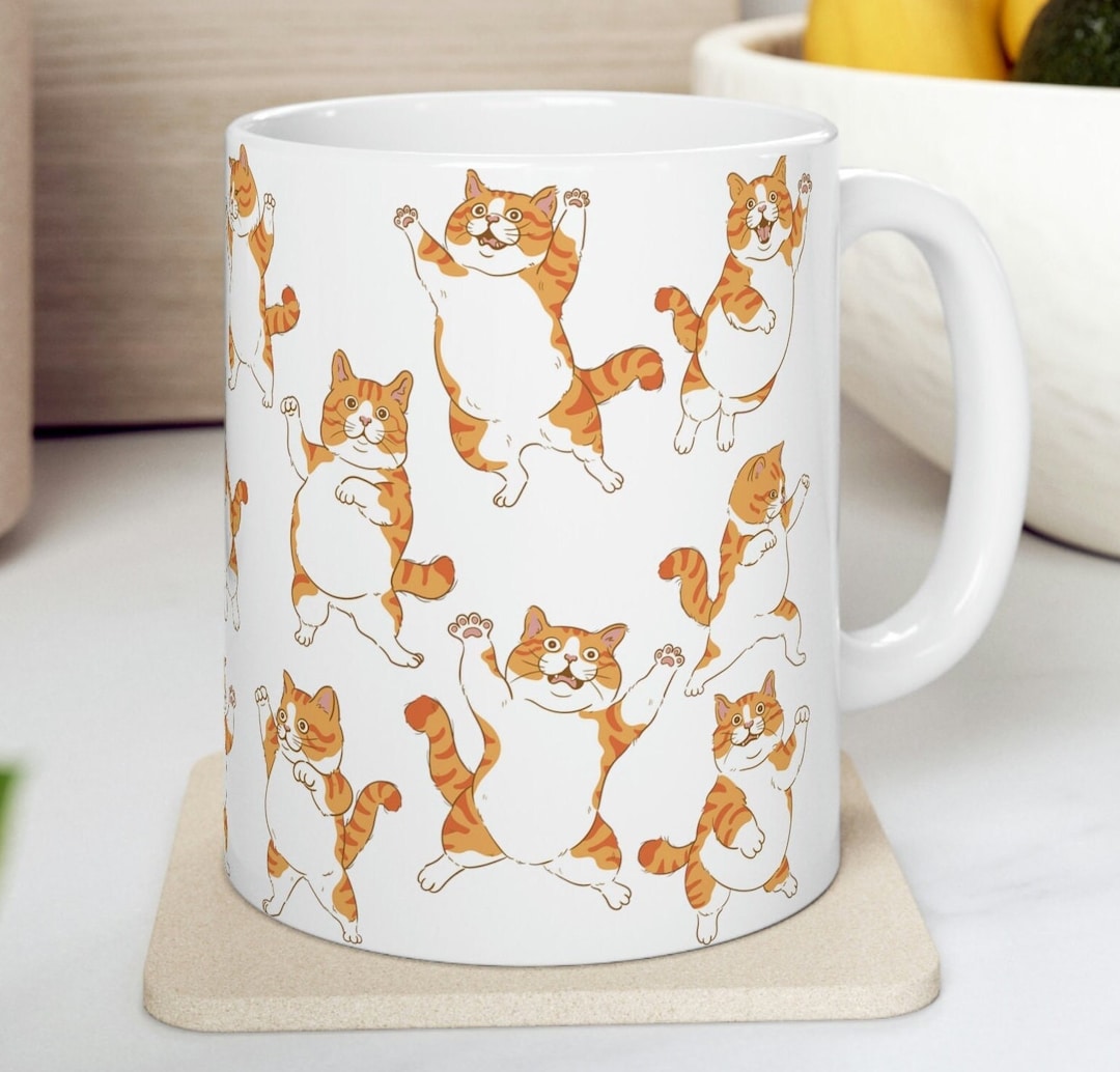 Funny Fat Orange Tabby Cat Mug 11oz & 15oz Fat Orange Cat Gift for Cat ...