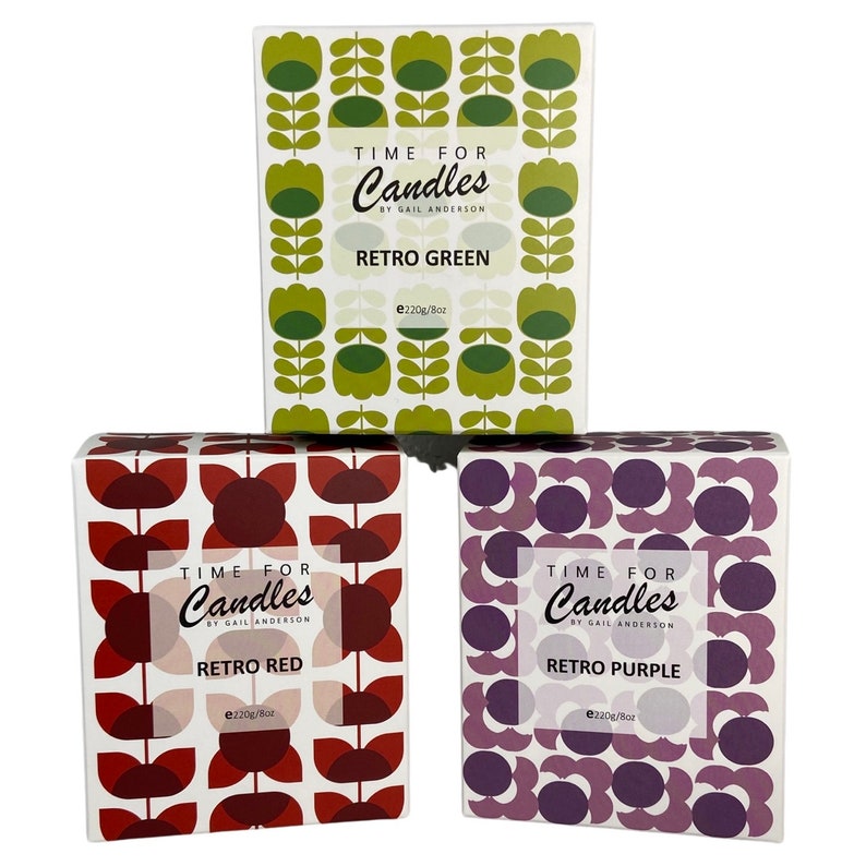 Retro 3 Candle Pack Vintage Design Candle Mid Century - Etsy