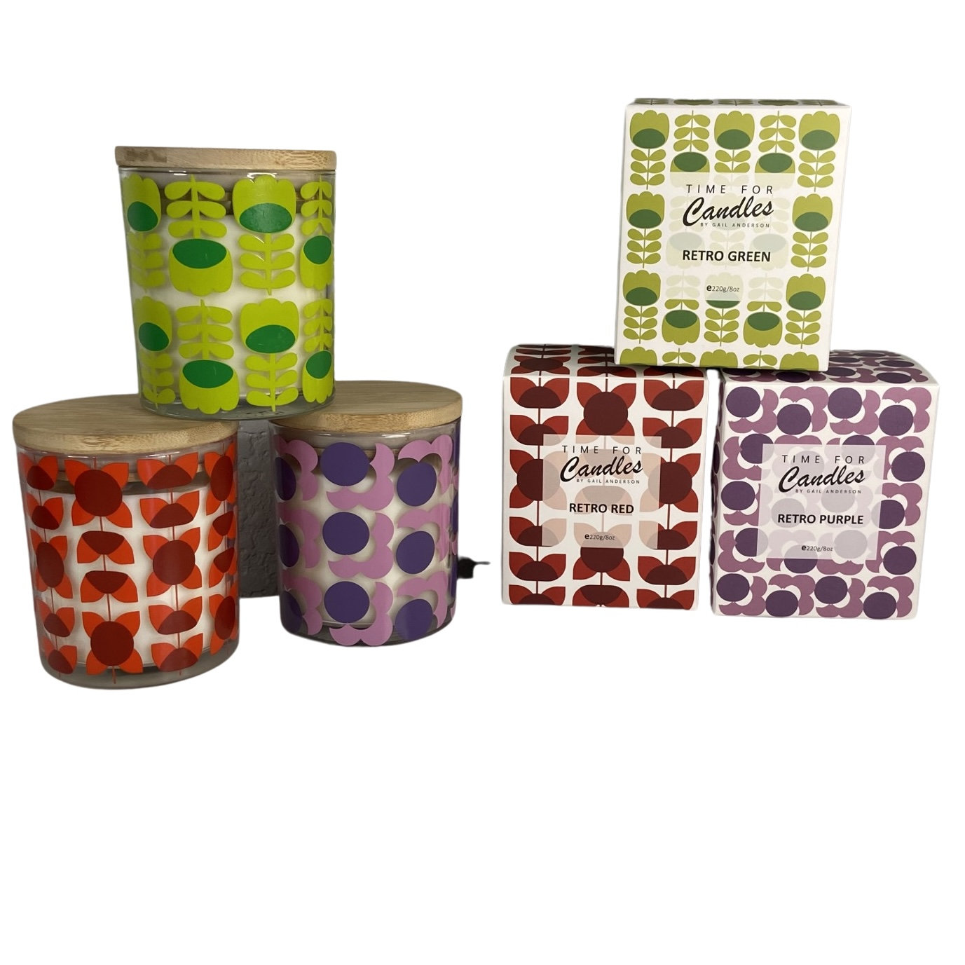 Retro 3 Candle Pack Vintage Design Candle Mid Century Modern Candles ...