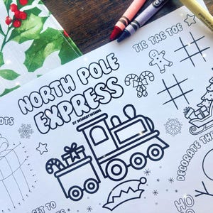 North Pole Colouring Placemat, Printable Colouring Page, Christmas ...
