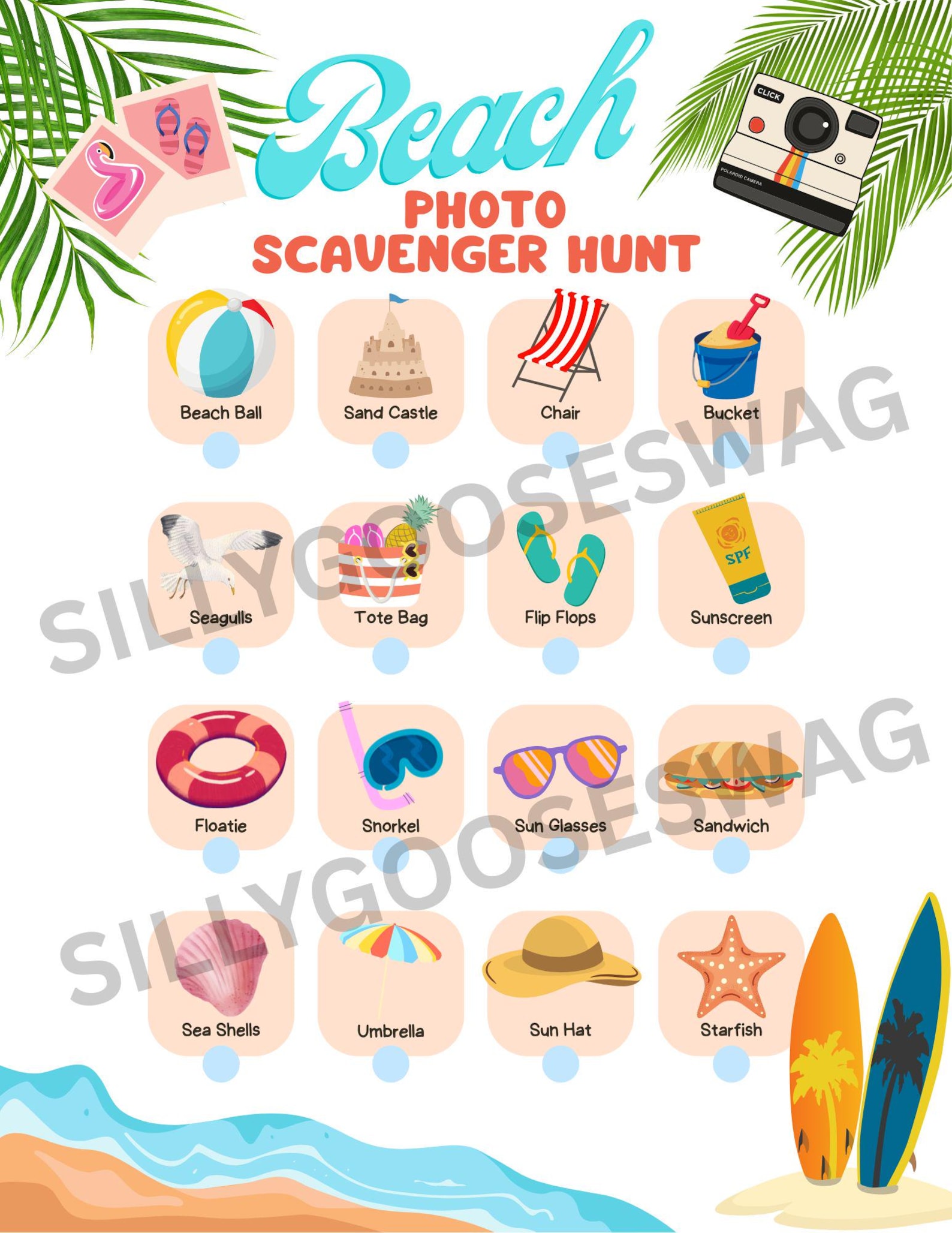 Beach Photo Scavenger Hunt Printable PDF | Fun Beach Activity for Kids ...