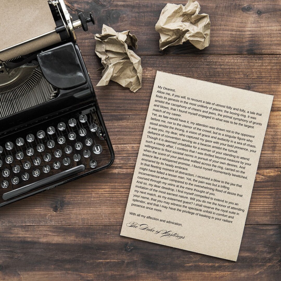 Regency Style Love Letters, Download PDF Printable, Duke of Hastings ...