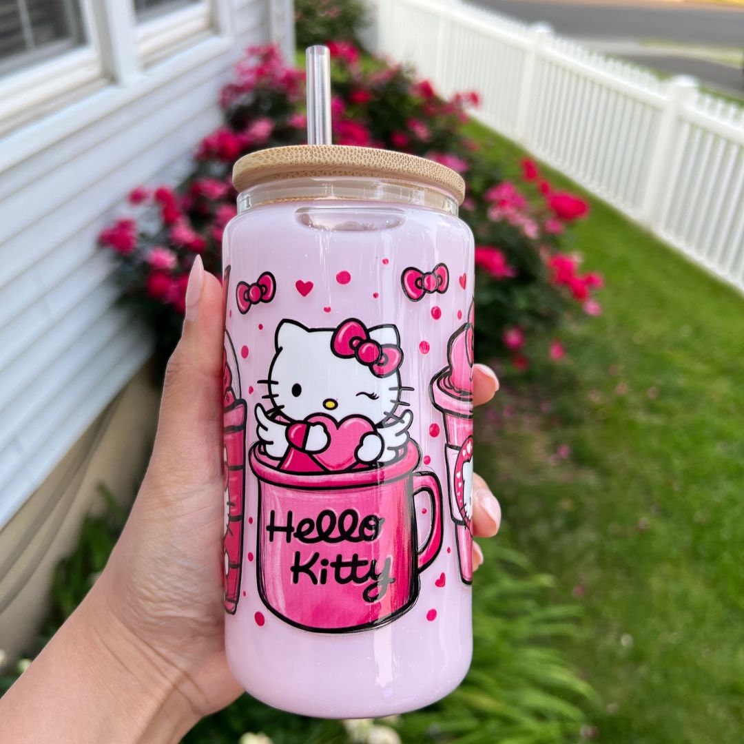 Pink Snow Globe Glass Can, 16oz Libby Glass Can, Glitter Cup - Etsy