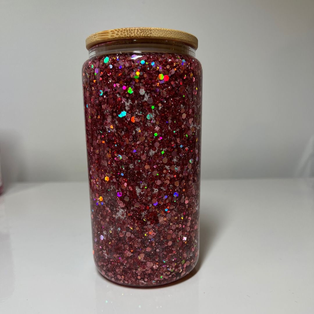 Snow Globe Glass Can Rose Gold Glitter - Etsy