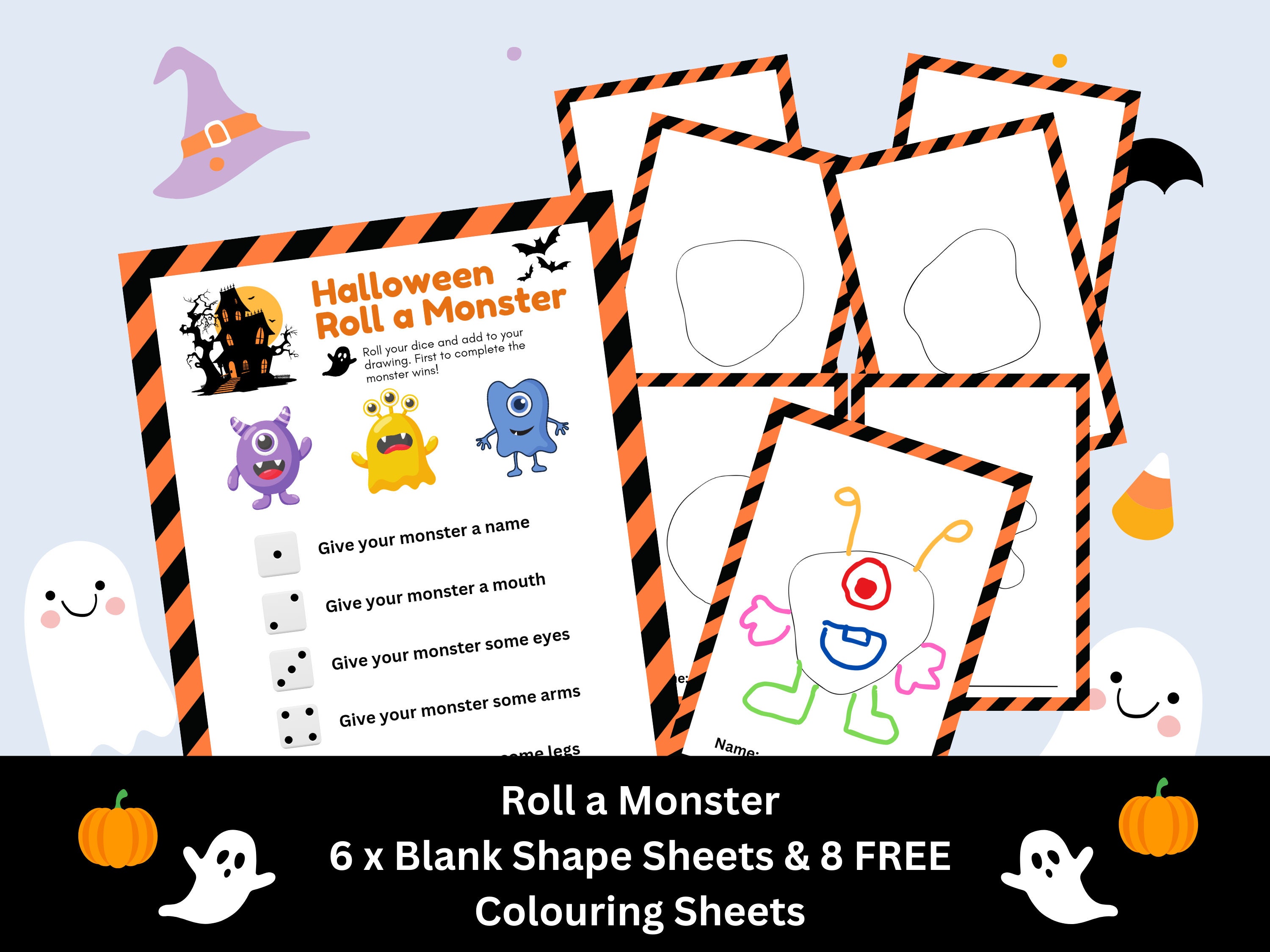 Roll A Monster Game Printable Halloween Game Halloween - Etsy