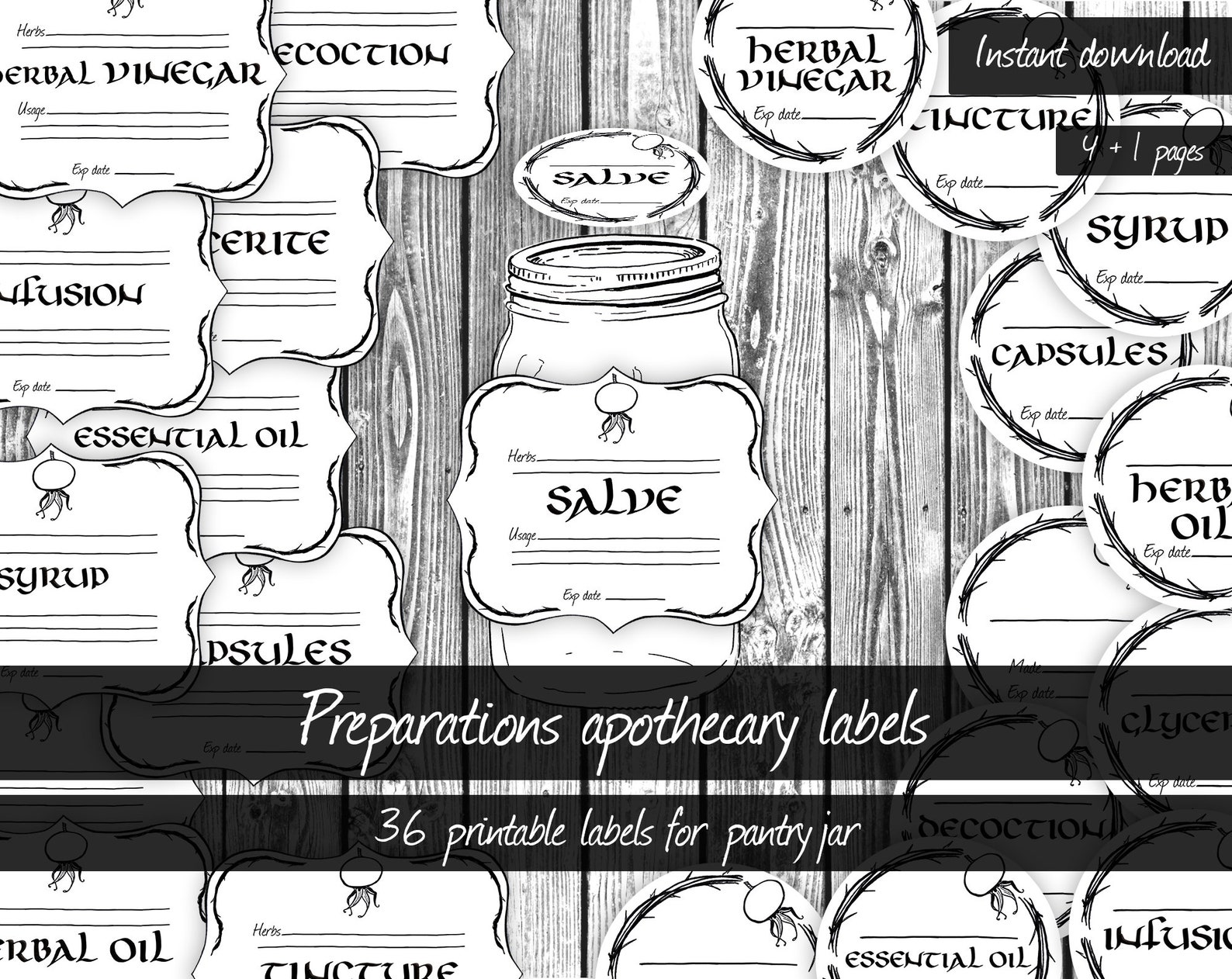 Herbalist Apothecary Labels, Jar Labels, Herbal Preparations Custom ...