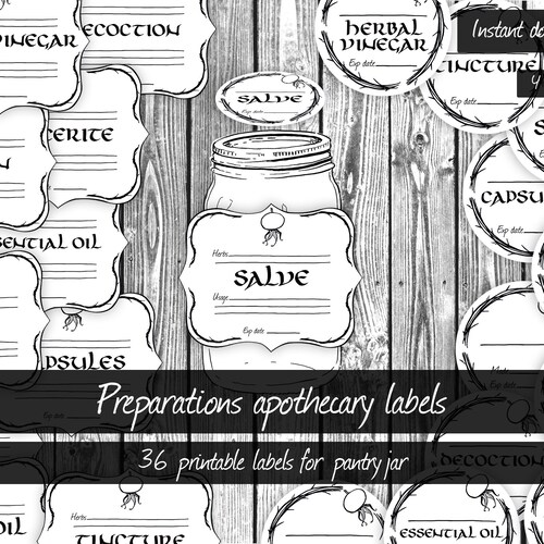 Herbalist Apothecary Labels Jar Labels Herbal Preparations - Etsy
