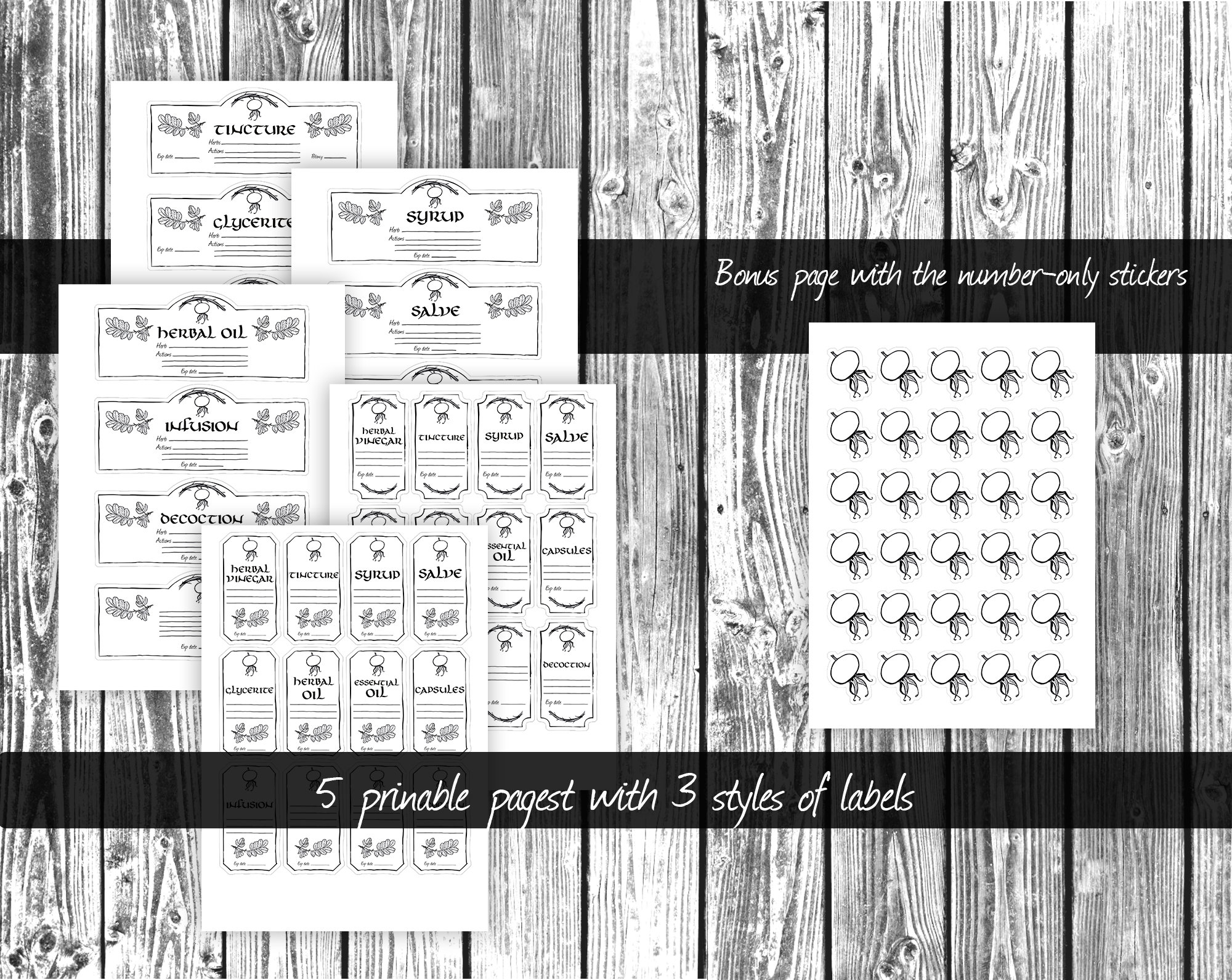 Herbalist Apothecary Labels, Bottle Labels, Herbal Preparations Custom ...