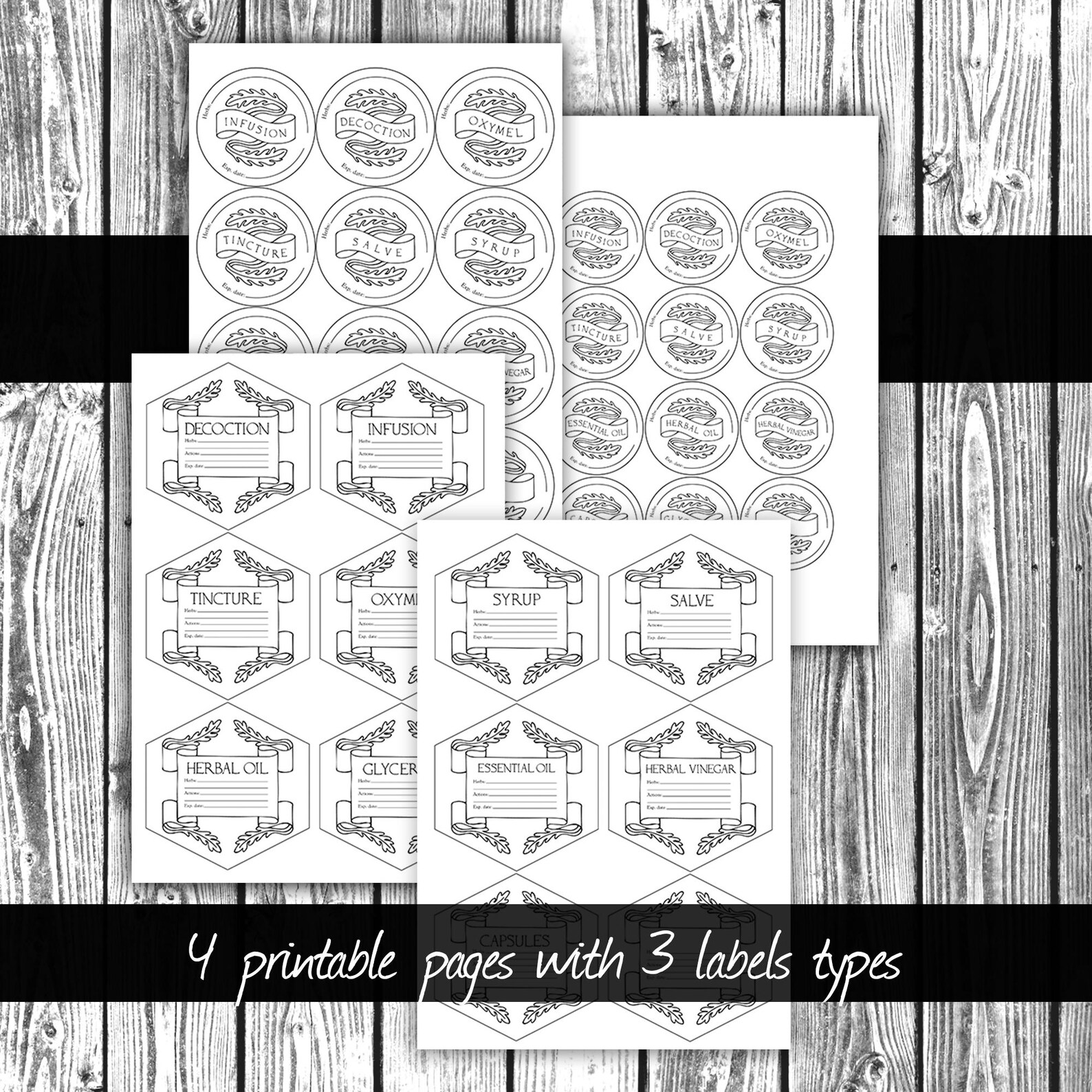 Medieval Herbalist Apothecary Labels, Jar Labels, Herbal Preparations ...